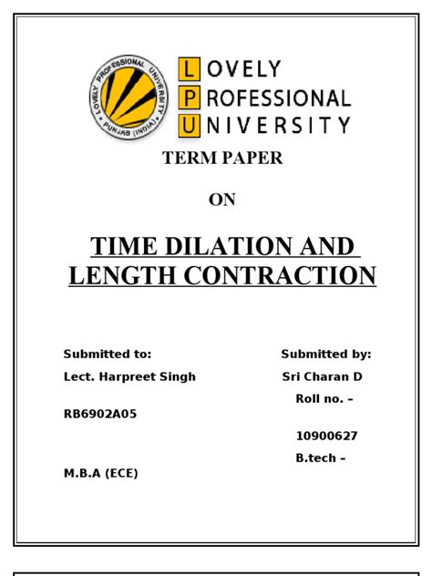 time dilation and length contraction pdf special relativity speed of light
