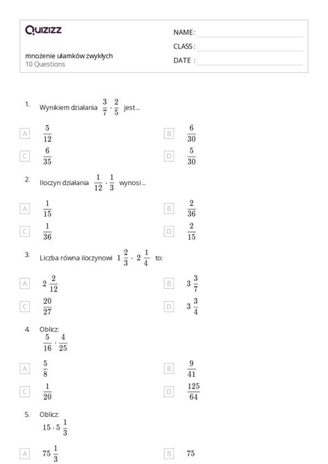 Ponad Mno Enie I Dzielenie U Amk W Zwyk Ych Arkuszy Roboczych Dla