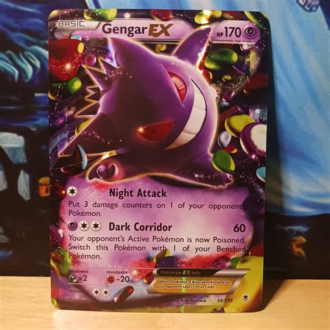 Pokemon Gengar EX Holo Ultra Rare XY Phantom Forces 34 119 Jumbo Card