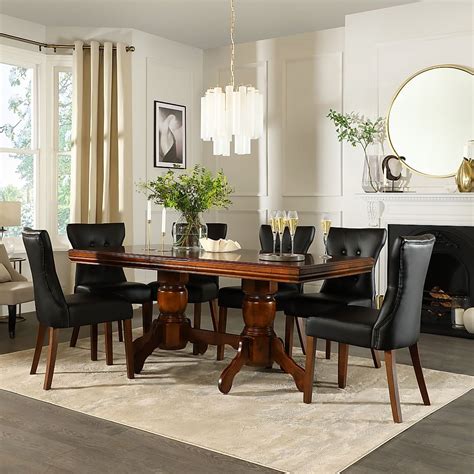 Chatsworth Extending Dining Table 6 Bewley Chairs Dark Solid