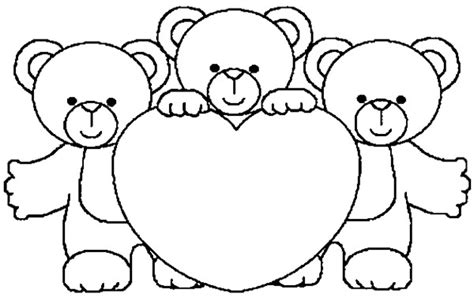 COLORIAGE Petits Ours Et Coeur