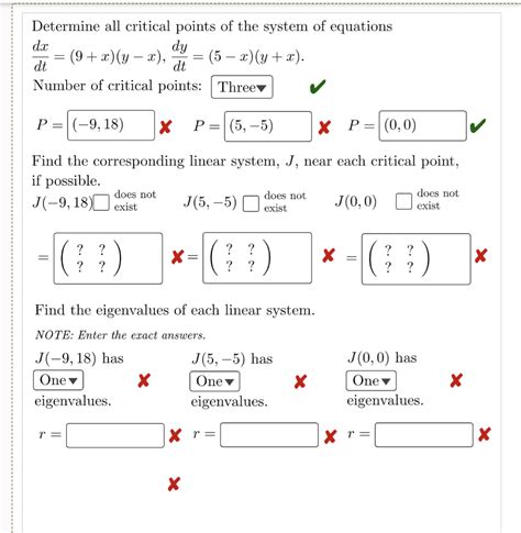 solved determine all critical points of the system of