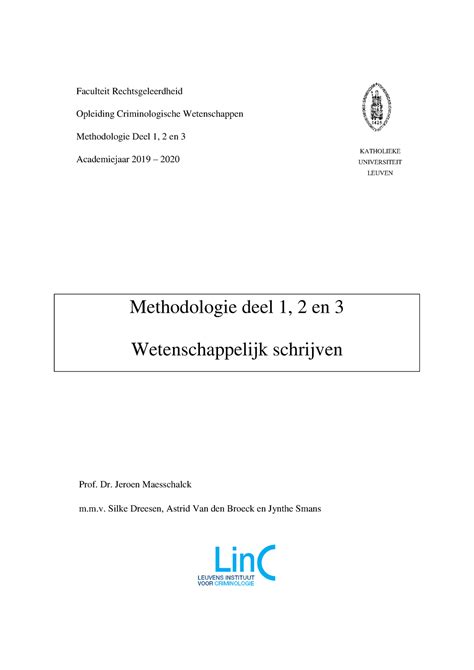 Wetenschappelijk Schrijven 2019 2020 KATHOLIEKE UNIVERSITEIT LEUVEN
