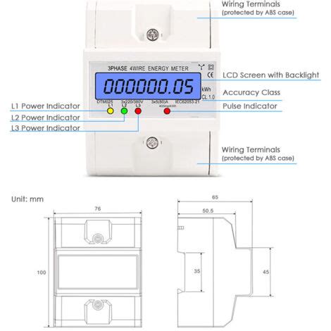 Compteur d énergie triphasé à 4 fils 220 380V 5 80A Consommation d
