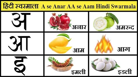 अ स अनर A se Anar AA se Aam Hindi Varnamala For Kids Learn hindi