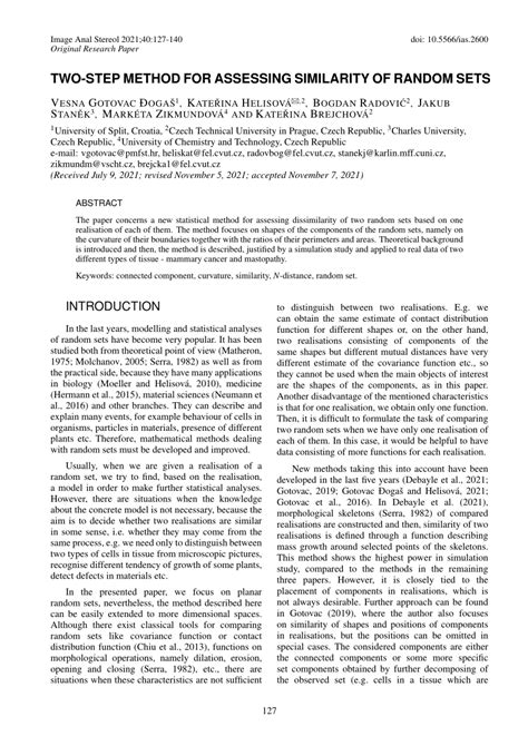 pdf two step method for assessing similarity of random sets