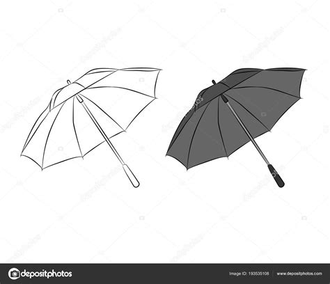 Dibujo paraguas negro dibujo a lápiz de contorno de paraguas negro