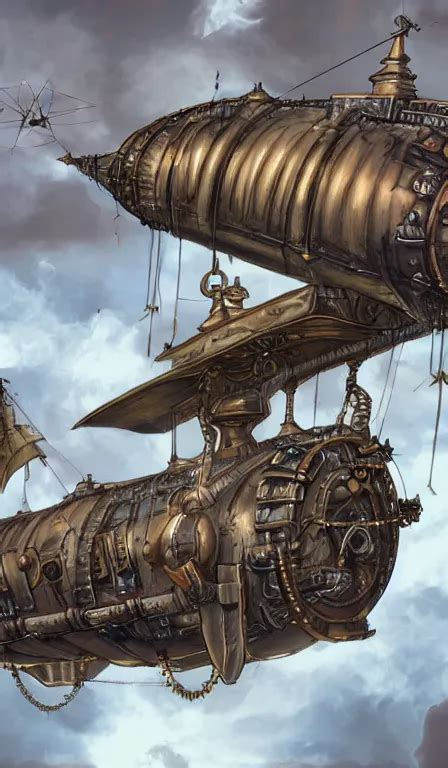 KREA Close Up Of A Steampunk Airship Equipped With Cannons And