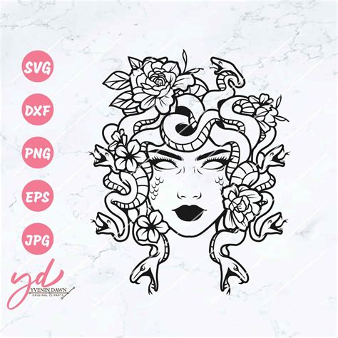 Medusa Svg Floral Medusa Svg Mythological Creature Svg Etsy Israel
