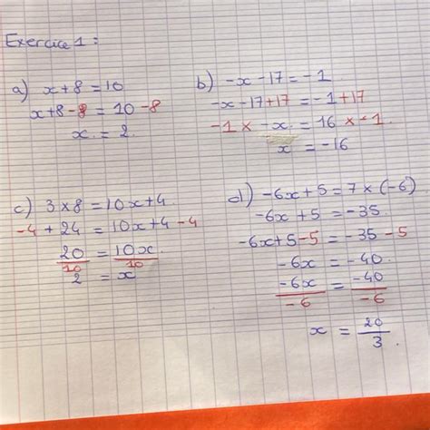Exercice 1 Résoudre dans R les équations suivantes a x 8 10 b x