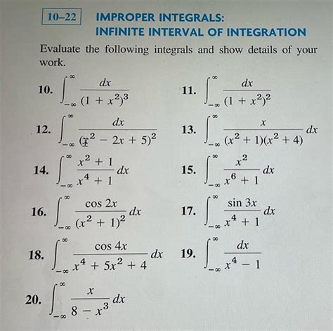 solved 10 22 improper integrals infinite interval of