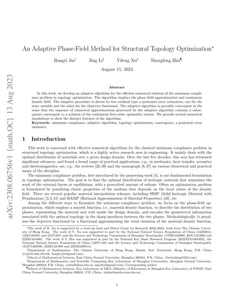 pdf an adaptive phase field method for structural topology optimization