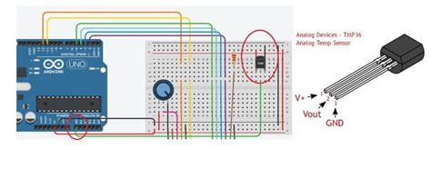 Tmp36 Temperature Sensor And Lcd Display Using Arduino Tinkercad 7 Steps Instructables