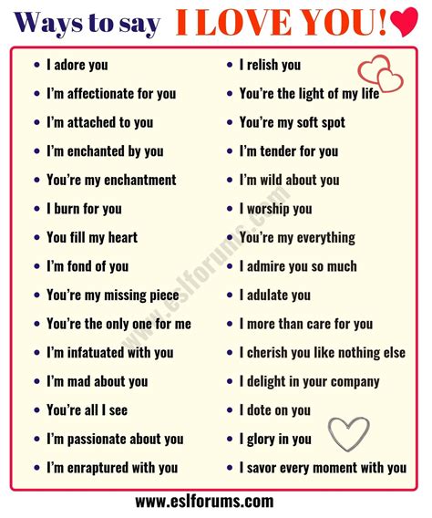 80 Romantic Ways To Say I Love You In English Artofit