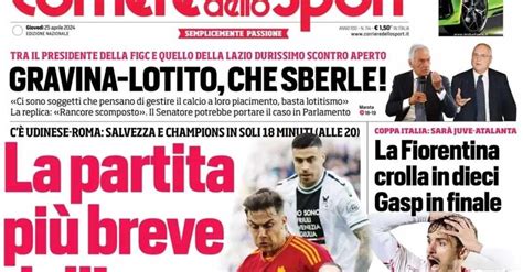 PRIMA PAGINA CORRIERE DELLO SPORT Il Napoli Su Buongiorno Calcio