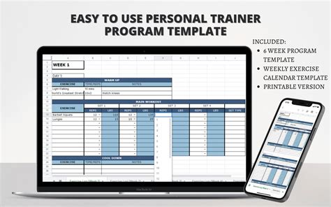 Personal Trainer Exercise Logs Program Template NASM Electronic PDF