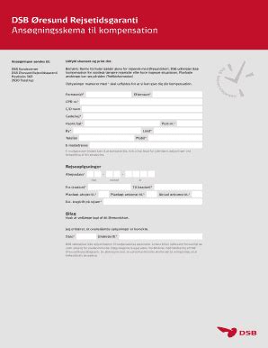 Fillable Online Dsb Resund Rejsetidsgaranti Ansgningsskema Til