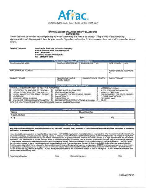 Aflac Critical Illness Health Pdf Form Formspal