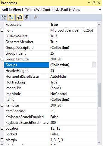 Adding Groups WinForms ListView Control Telerik UI For WinForms