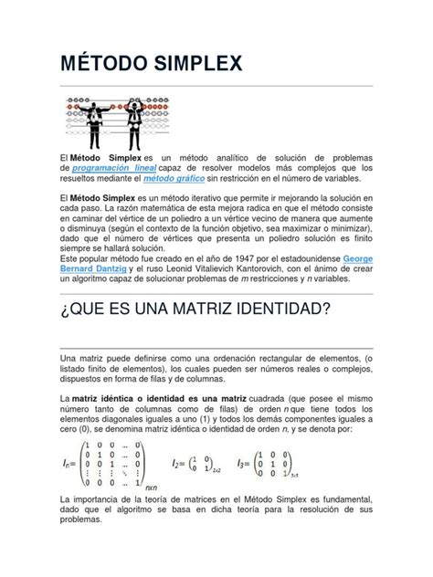 método simplex pdf programación lineal matriz matemáticas
