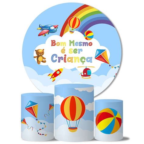 Trio Capa Cilindro Painel Tema Dia das Crianças 3 Veste Fácil