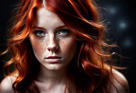 Garota ruiva sardas retrato de estúdio em um fundo cinza mulher