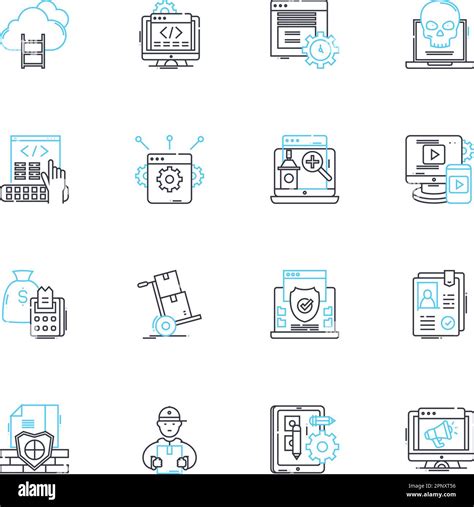 Information Assurance Linear Icons Set Encryption Cybersecurity Risk