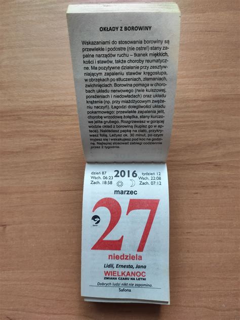 Kartka Z Kalendarza Kalendarz Kartki 2016 Zdzierak Kartki Prezent HIT