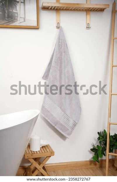 Towel Hanging On Wall Next Bathtub Stock Photo 2358272767 Shutterstock