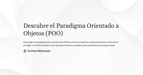 Descubre El Paradigma Orientado A Objetos POO