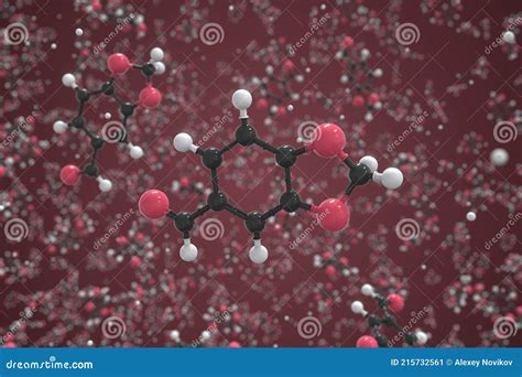Molécula De Balandstick Piperonal Modelo Molecular Representación 3d