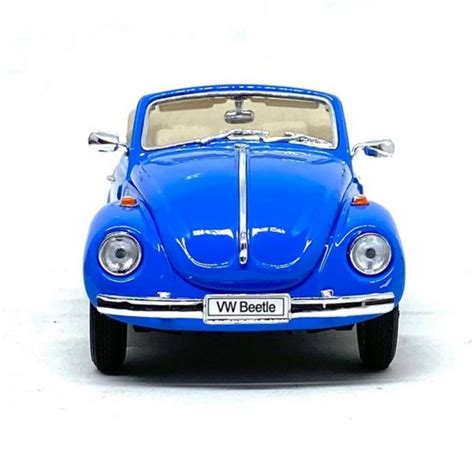 Miniatura Carro Volkswagen Fusca Beetle Azul 1 24 Welly