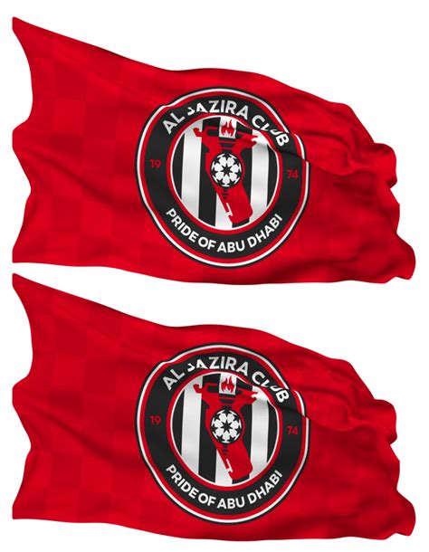 Al Jazira Football Club Flag Waves Isolated In Plain And Bump Texture