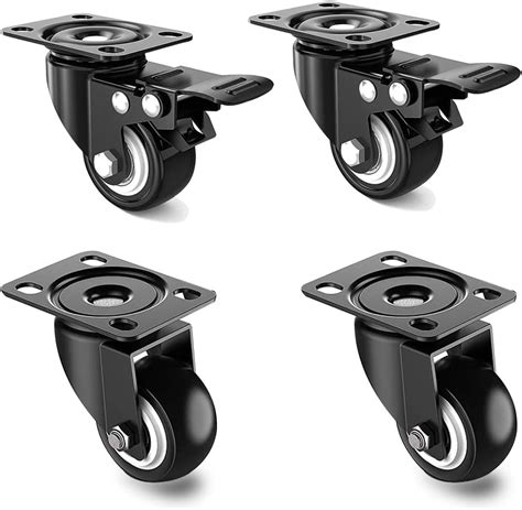 JGJC Small Caster Wheels 1 Inch Rubber Wheels 8 Pack Swivel Locking