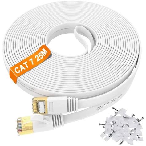 AuTech Cat 7 Plat Câble Ethernet Réseau 25M Extra Long RJ45 Haut Débit