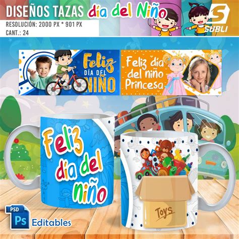 Diseños Plantillas para Sublimar Tazas Dia del Niño SubliPlantillas