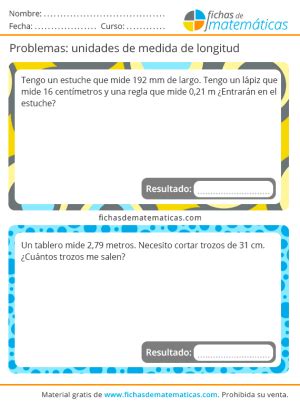 Unidades de longitud Fichas de matemáticas