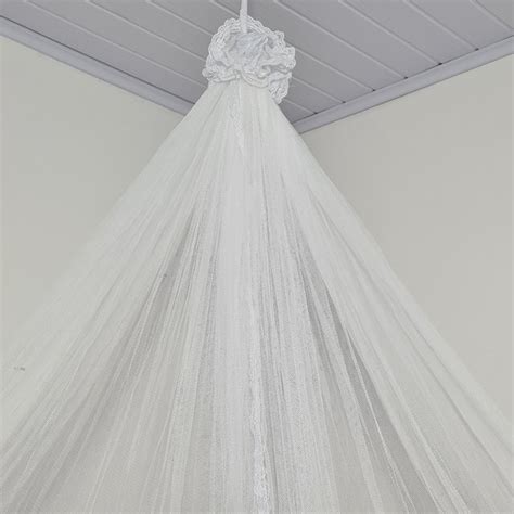 Mosquiteiro de Teto Poly Cortinado Berço Tulle Renda Branco