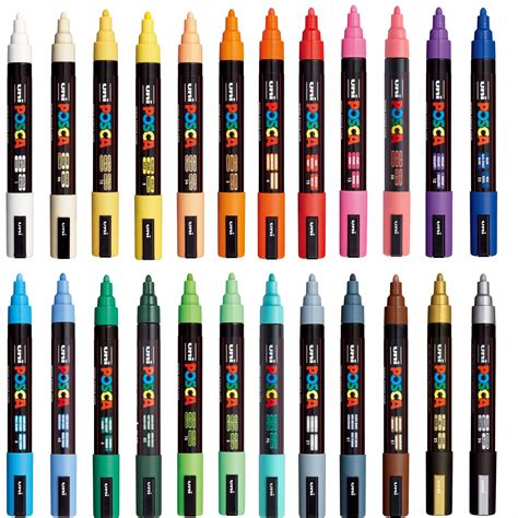 Marker Zestaw Posca PC 5M z farbą plakatową zestaw 24 szt mazak PUDEŁKA