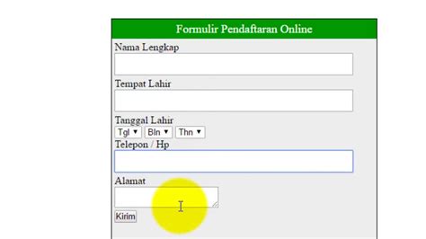 6 formulir html cara membuat form html dengan table f