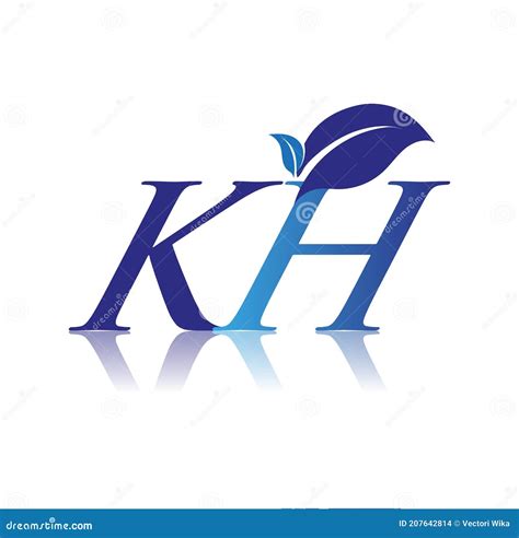 Letra Inicial Kh Logotipo Folha Azul Natureza E Logotipo Ambiental