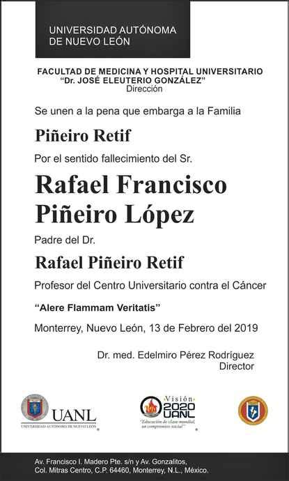 Señor Rafael Francisco Piñeiro López Obituario Esquela