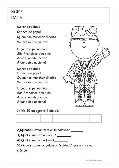 Atividades Para O Dia Do Soldado Blog Espa O Educar