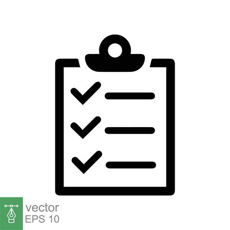 Checklist Icon Simple Flat Style Clipboard With Check List Report