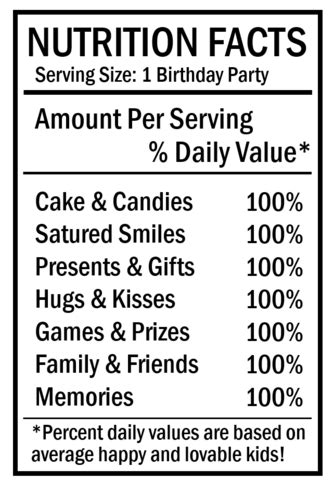 FREE Birthday Nutrition Facts Label For Chip Bags In 2021