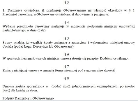Wzór umowy darowizny 2024 aktualny