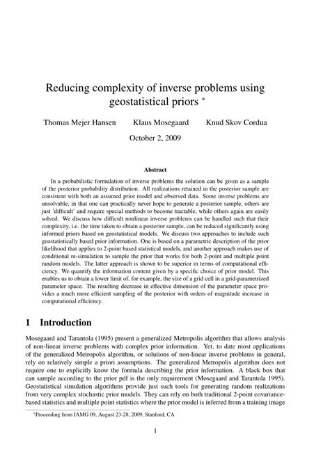 pdf reducing complexity of inverse problems using geostatistical priors