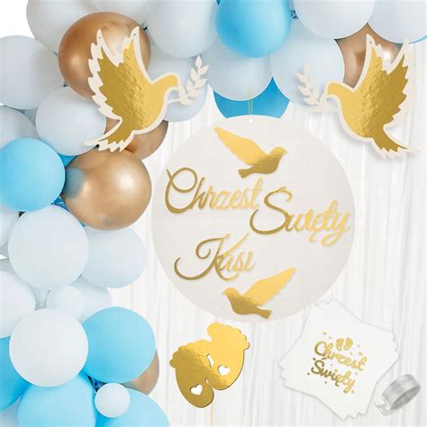 Dekoracje Na Chrzest Święty Baner Personalizowany Do Ozdoby Zestaw