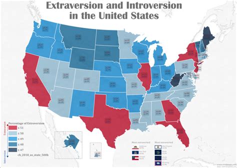 Most Extraverted And Introverted U S States Vivid Maps The Power Of