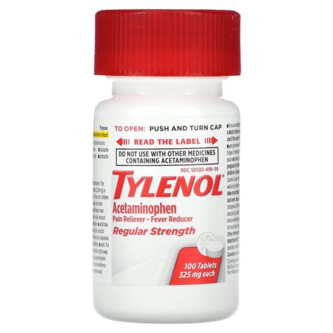 Tylenol Regular Strength Acetaminophen Pain Reliever Fever Reducer
